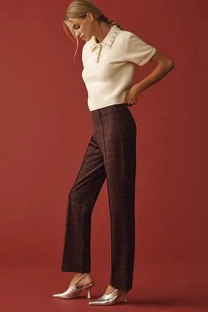 Maeve The Poppy Full-length Plaid Pull-on Pants - Purple Plaid