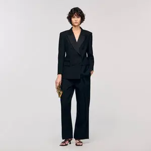 Sandro Tuxedo Jacket With Satin Collar - Black