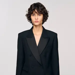 Sandro Tuxedo Jacket With Satin Collar - Black