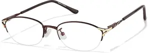 Zenni Zenni Half Rim Oval Eyeglasses Metallic Brown