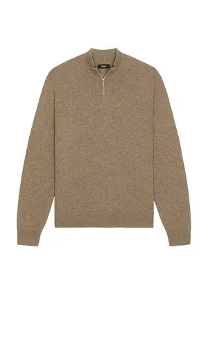 Theory Hilles Cashmere Quarter Zip Sweater - Grey