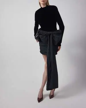 ROTATE BY BIRGER CHRISTENSEN Velvet Bow Mini Dress