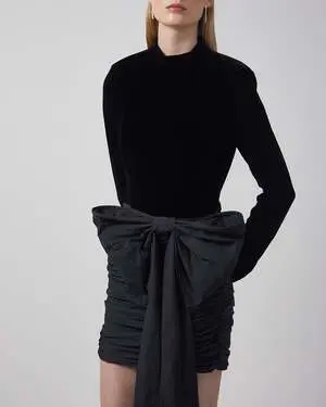 ROTATE BY BIRGER CHRISTENSEN Velvet Bow Mini Dress