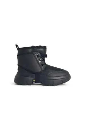 UGG Leather Lace Up Boots - Black