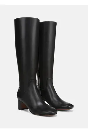 Vince Kellan Leather Knee Boots - Black