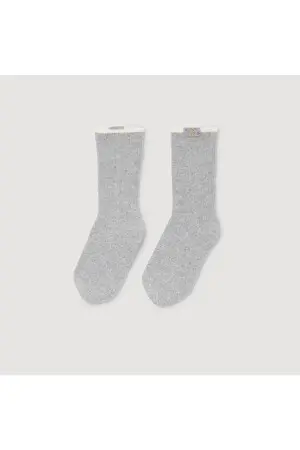 Sandro Two-tone Knee-high Socks - Black / White / Pink / Gray
