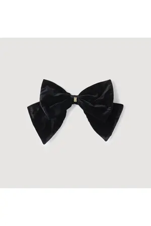 Sandro Velvet Bow Barrette - Black