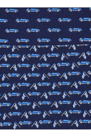 FERRAGAMO Race Print Silk Neck Tie