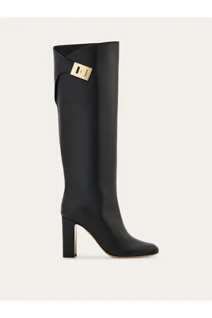 FERRAGAMO Knee High Boot With Buckle - Black