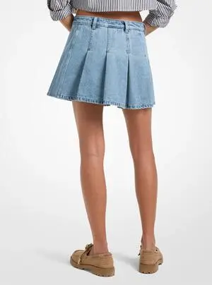 Michael Kors Pleated Denim Mini Skirt