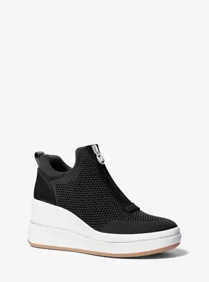 Michael Kors Emmy Mesh Zip-up Wedge Trainer - Black