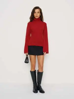 REFORMATION Grove Alpaca Turtleneck - Red