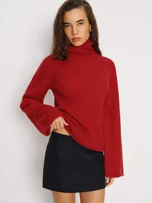 REFORMATION Grove Alpaca Turtleneck - Red