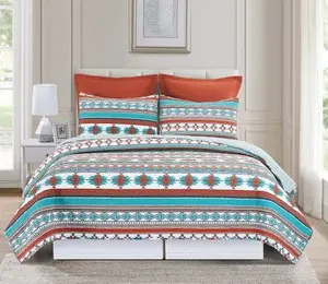 C&F HOME Aqua Valley Cotton Quilt Set Reversible And Machine Washable