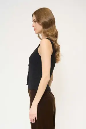 Central Park West Ember Chenille Button Up Tank