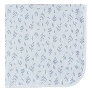 JUST BORN Tan Cotton Blankets 2-pack Set - Blue Leaf