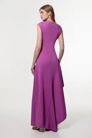 Karen Millen Asymmetrical Waterfall Hem Maxi Dress
