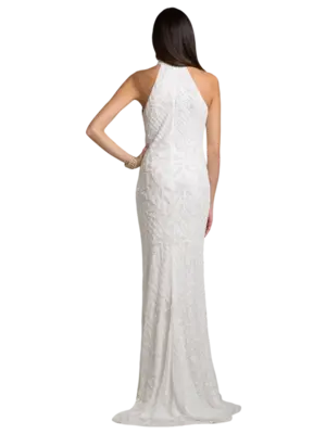 lara dawson beaded wedding dress Lara Dawson Elegant White Beaded Wedding Dress Size 8