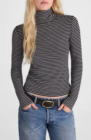 Madewell Stripe Rib Turtleneck Top
