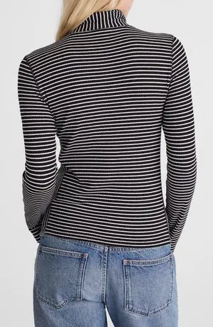 Madewell Stripe Rib Turtleneck Top