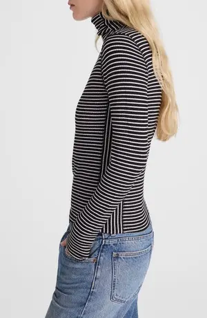 Madewell Stripe Rib Turtleneck Top