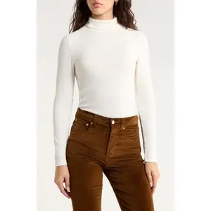 Madewell Ribbed Turtleneck Top - Heather Cream
