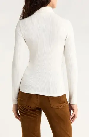 Madewell Ribbed Turtleneck Top - Heather Cream
