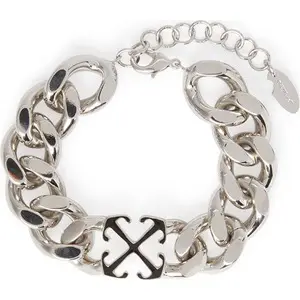 Off White Enamel Arrow Bracelet - Silver