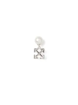 Off White Arrow Pearl Mono Earring - Silver