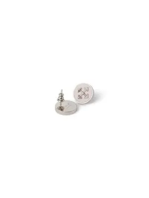Off-White Arrow Button Stud Earrings - Silver