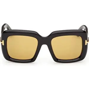 TOM FORD 53mm Square Sunglasses - Black/baguette/vicuna Lens