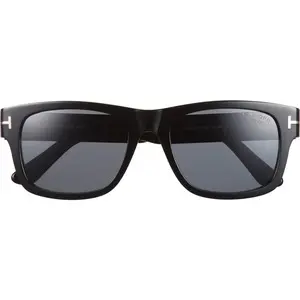 TOM FORD 55mm Polarized Rectangular Sunglasses - Black/polarized Smoke Lens