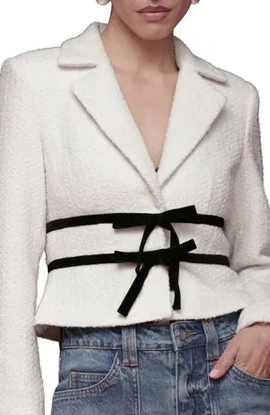Avec Les Filles Bow Tweed Crop Jacket