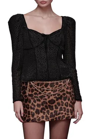 Avec Les Filles Animal Spot Sweetheart Neck Top
