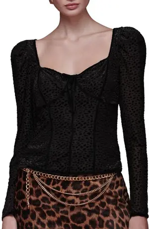 Avec Les Filles Animal Spot Sweetheart Neck Top