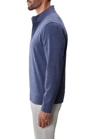 Robert Barakett Textured Quarter Button Pullover - Denim