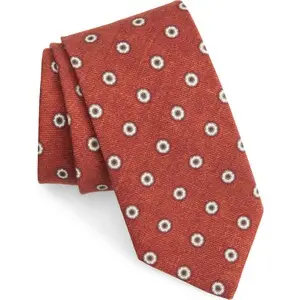 BOSS Medallion Cotton And Wool Tie - Dark Orange