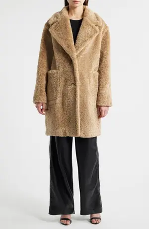 BOSS Faux Shearling Oversized Coat
