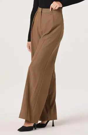 Astr The Label Pleated Metallic Pinstripe Wide Leg Pants
