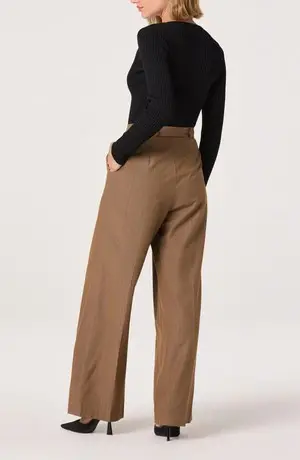 Astr The Label Pleated Metallic Pinstripe Wide Leg Pants