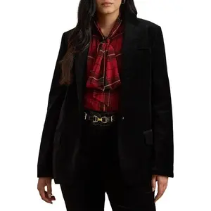 Polo Ralph Lauren Suede-Trim Plaid Wool Blazers for Women