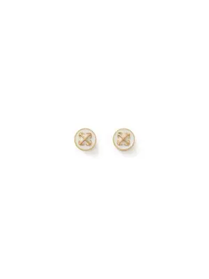 Off-White Round Arrow Earrings - Gold