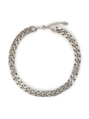 Off White Arrow Chain Textured Necklace - Silver
