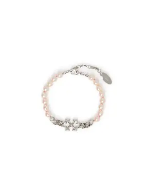 Off White Arrow Pearl Bracelet - Silver