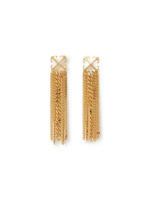 Off White Arrow Chain Pendant Earrings - Silver