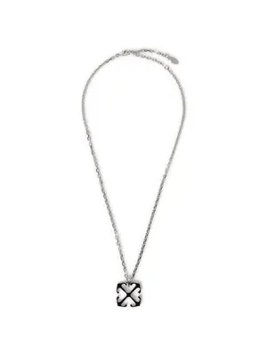Off White Arrow Enamel Necklace - Silver