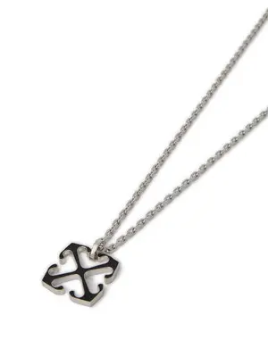 Off-White Arrow Enamel Necklace - Silver