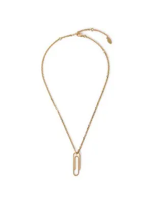 Off White Paperclip Necklace - Gold