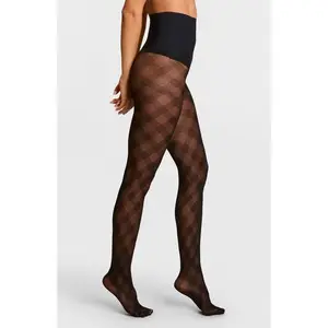 Commando Plaid Sheer Tights - Black