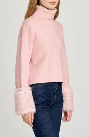 WAYF Rebecca Turtleneck Sweater - Ice Pink